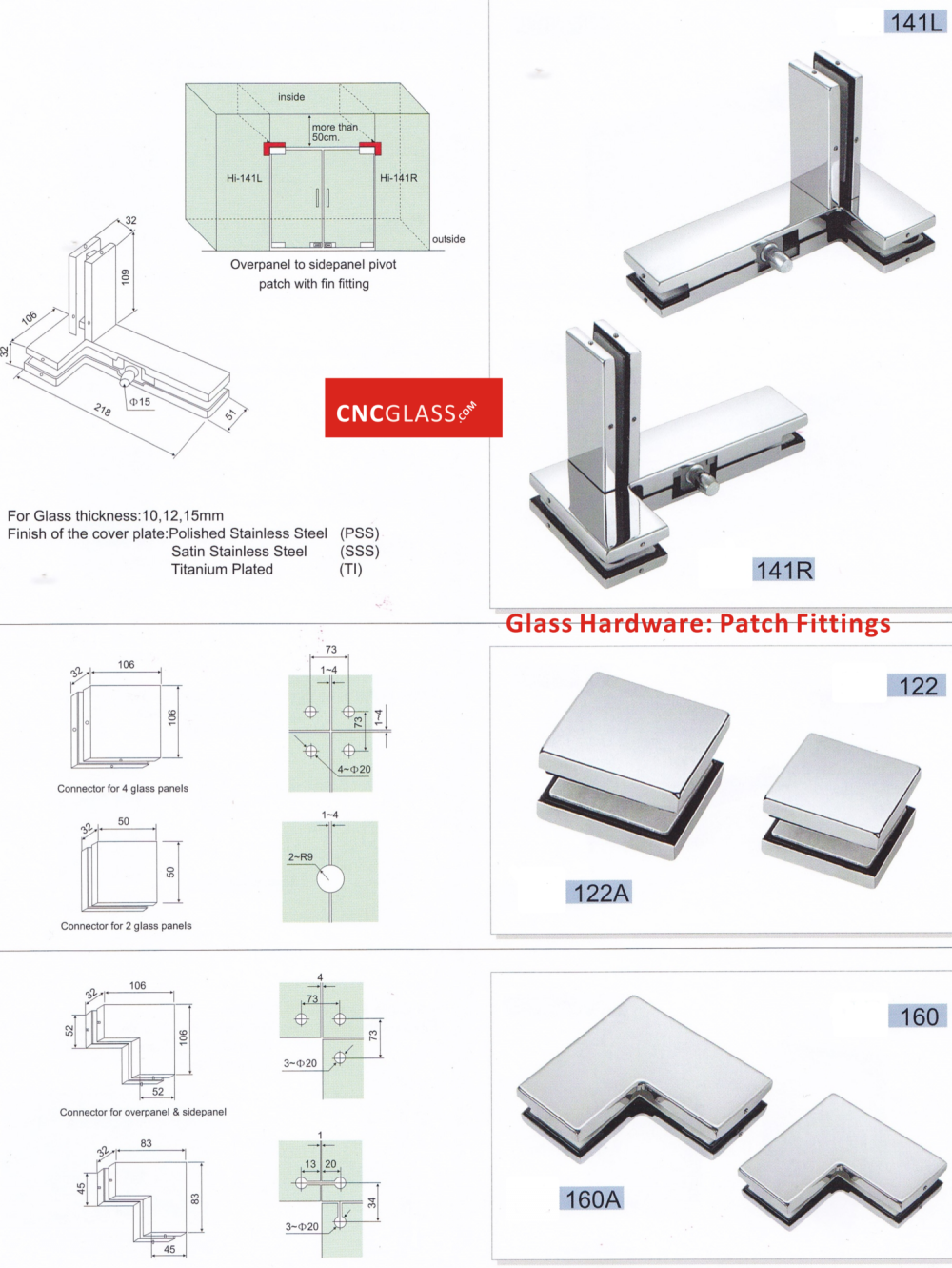 Glass Hardware: Floor Spring, Patch Fittings – Green Tape, Silicone bag ...